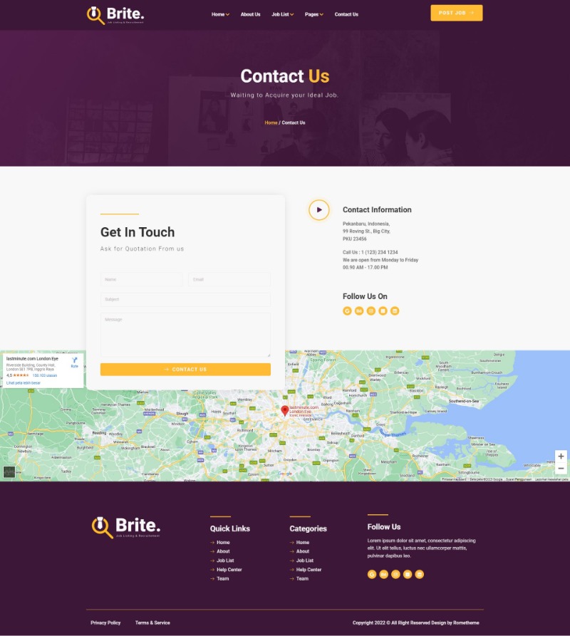 Brite - Job Listing & Recruitment Elementor Template Kit by Rometheme